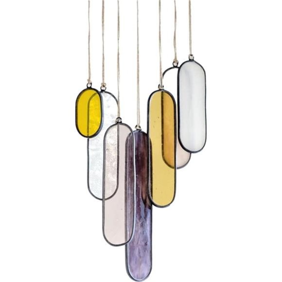Accents | Sunset Stained Glass Suncatchers Window Hanging Wall Oval 7 ...